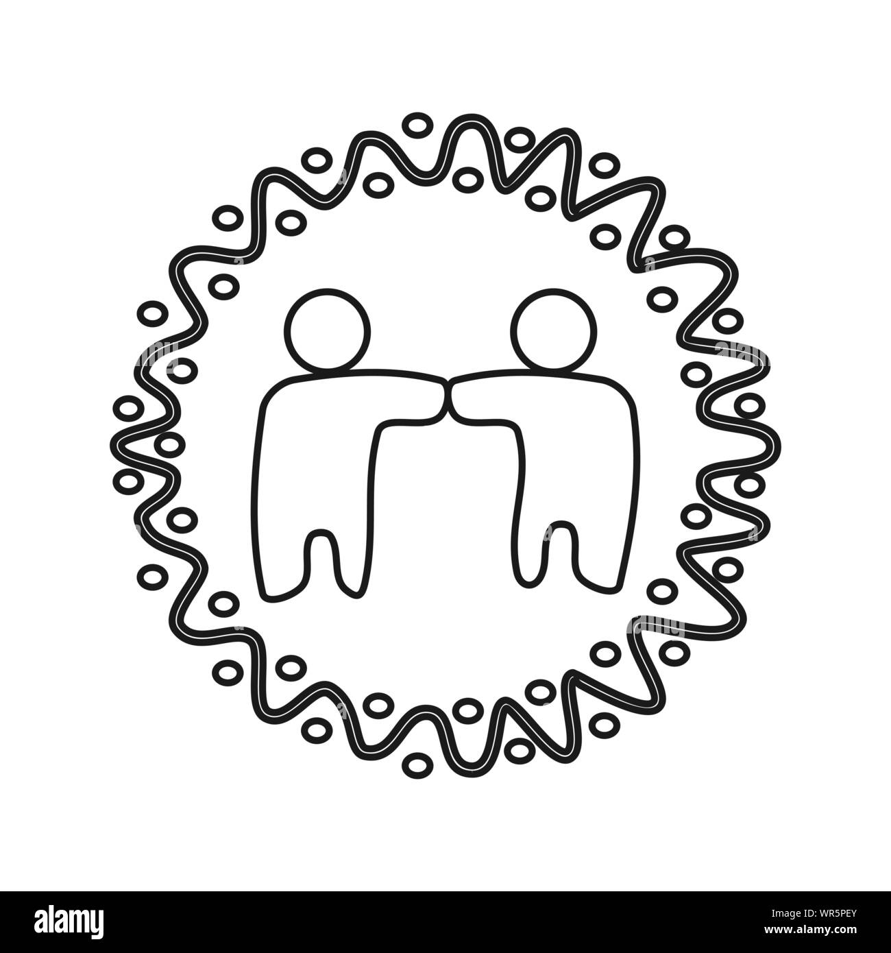 Emblem rotation people Commitment Teamwork Together Outline Logo Stock ...