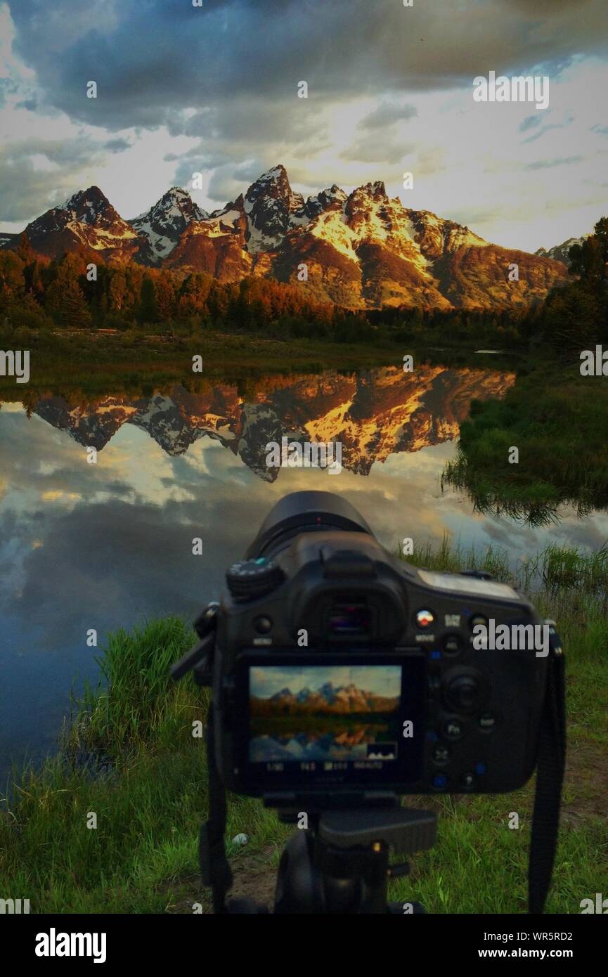 View Of Mountain Seen In Slr Camera Display Screen Stock Photo - Alamy