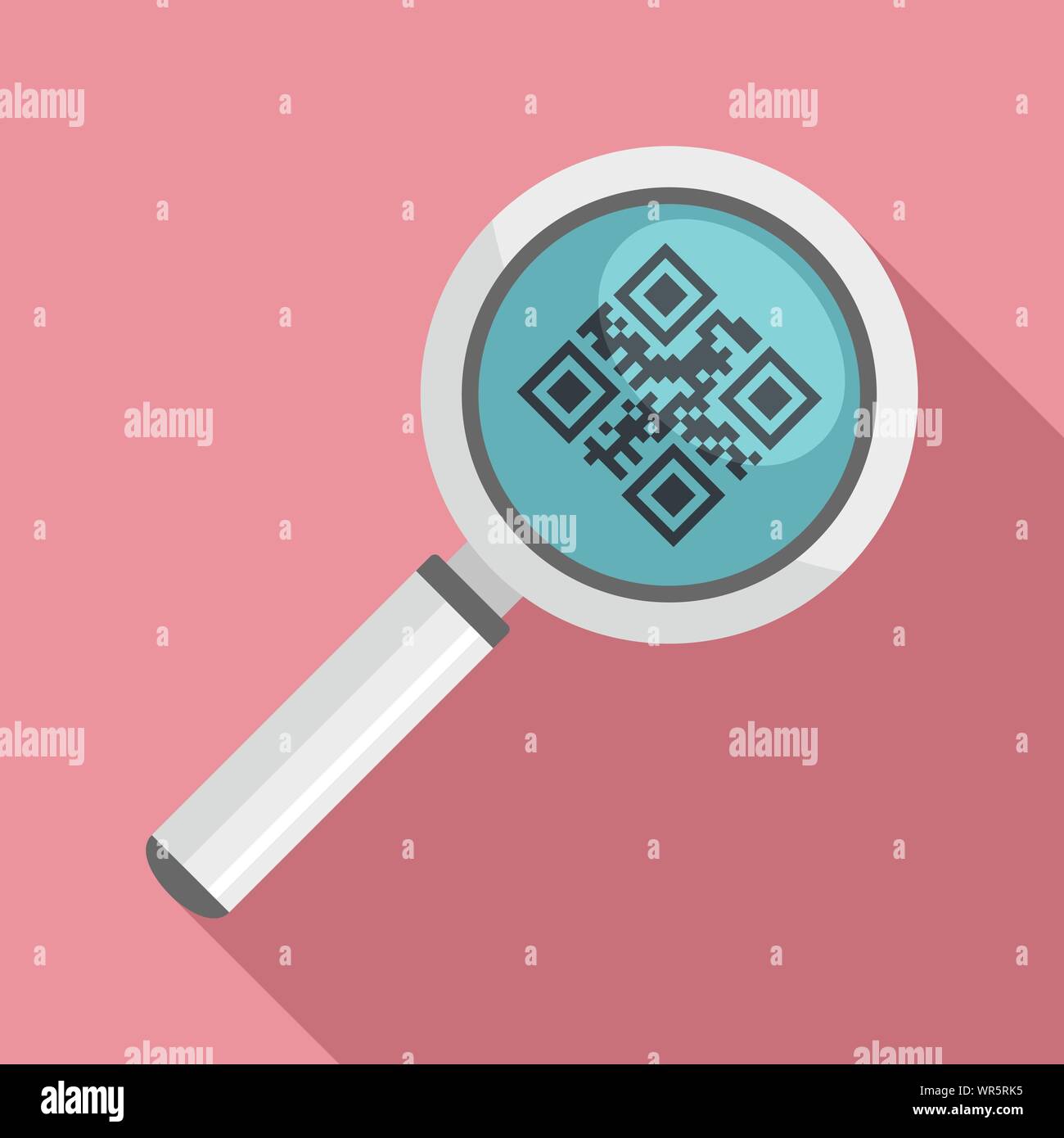 Magnify glass qr code icon. Flat illustration of magnify glass qr code ...