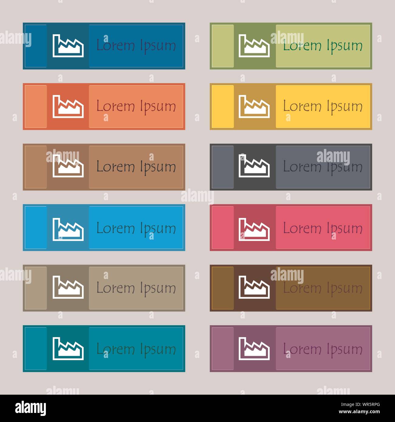 Chart icon sign. Set of twelve rectangular, colorful, beautiful, high ...