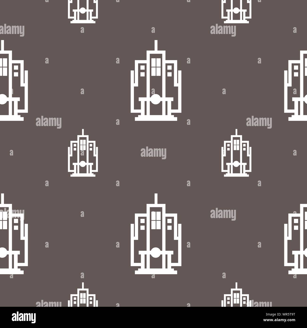 skyscraper icon sign. Seamless pattern on a gray background. Vector ...