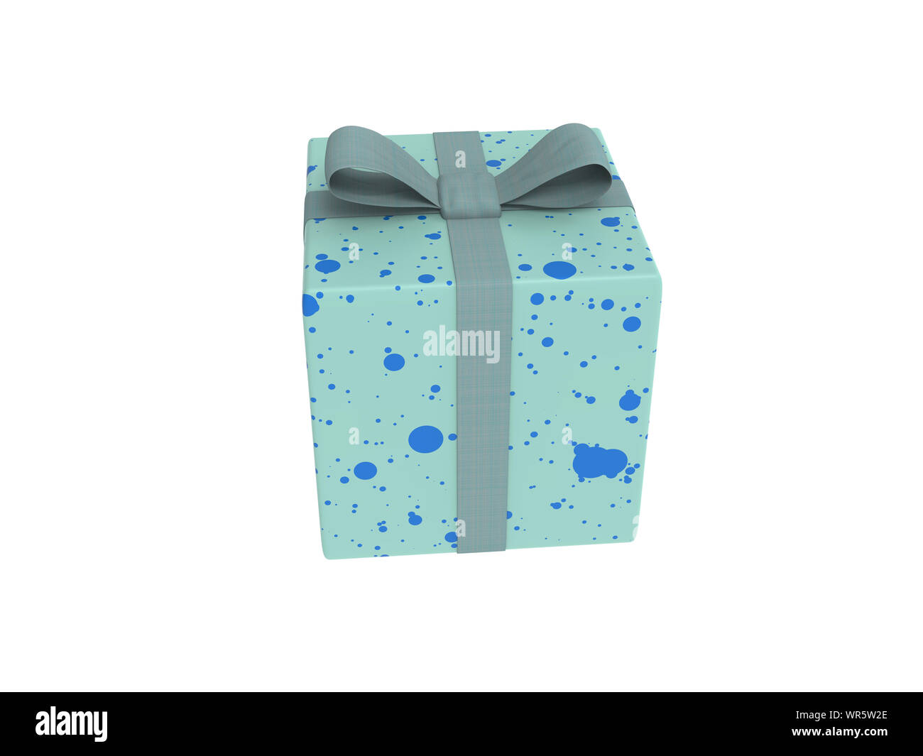 Blue Cyan Gift Box or Present Package from the front. 3d illustration ...