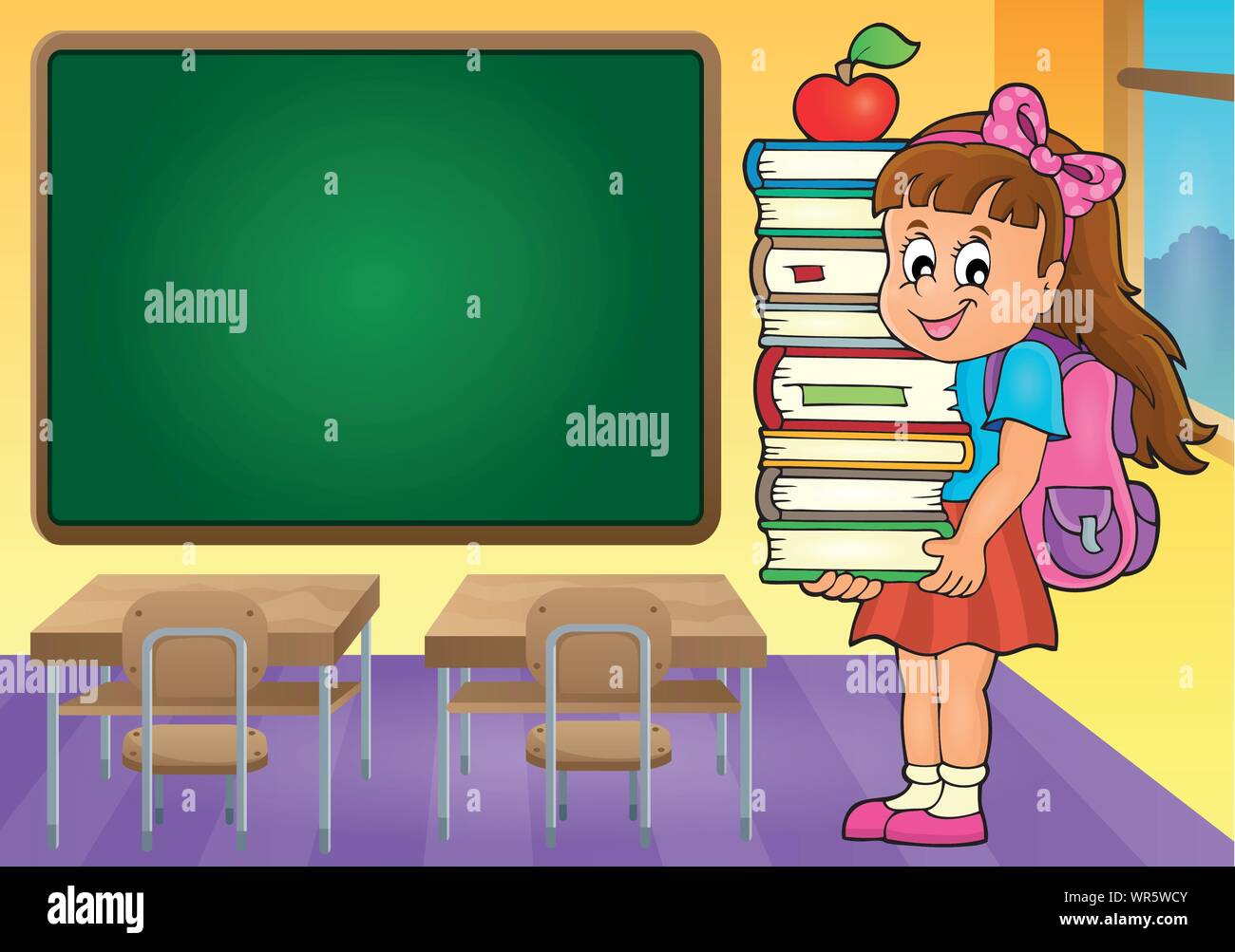 Girl holding books theme image 4 Stock Vector Image & Art - Alamy