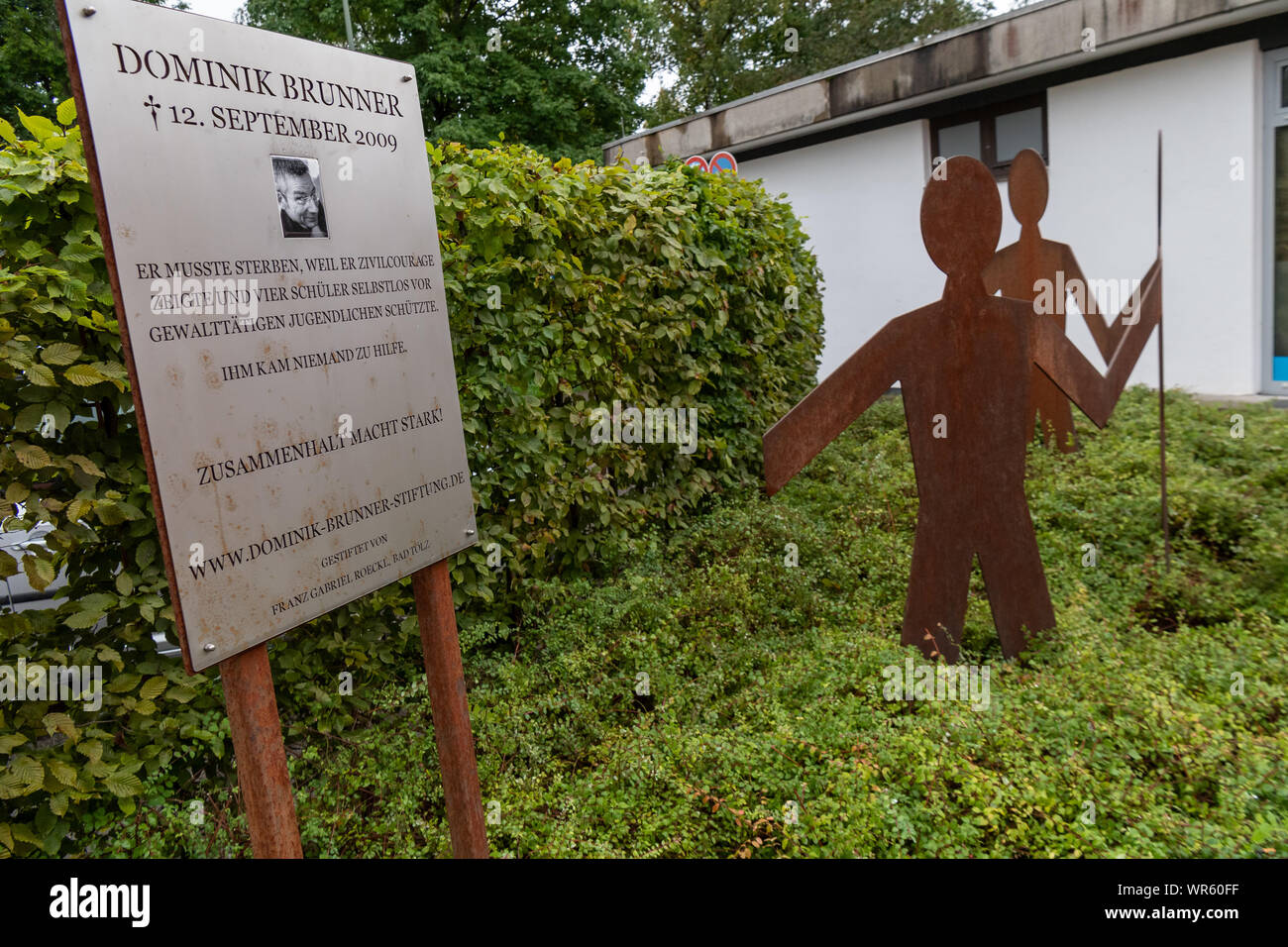 Munich, Germany. 09th Sep, 2019. A monument to Dominik Brunner stands ...