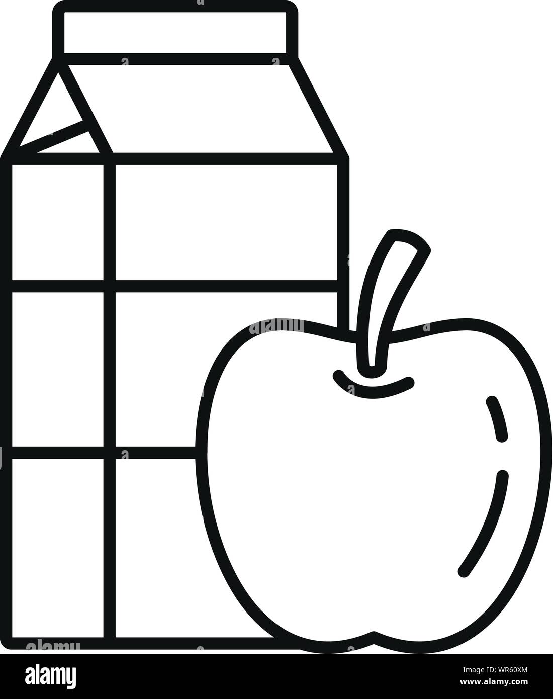 Apple milk pack icon. Outline apple milk pack vector icon for web ...