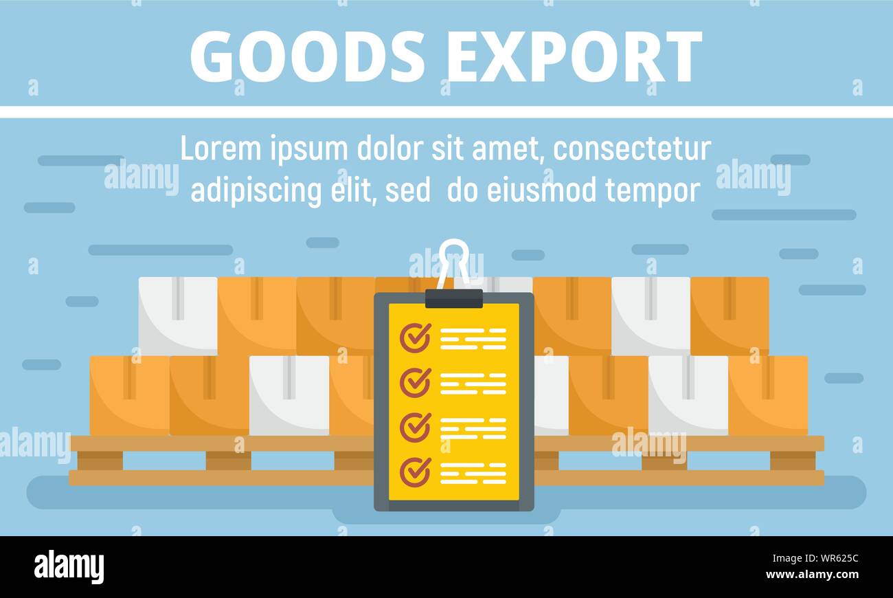 Goods export concept banner. Flat illustration of goods export vector ...