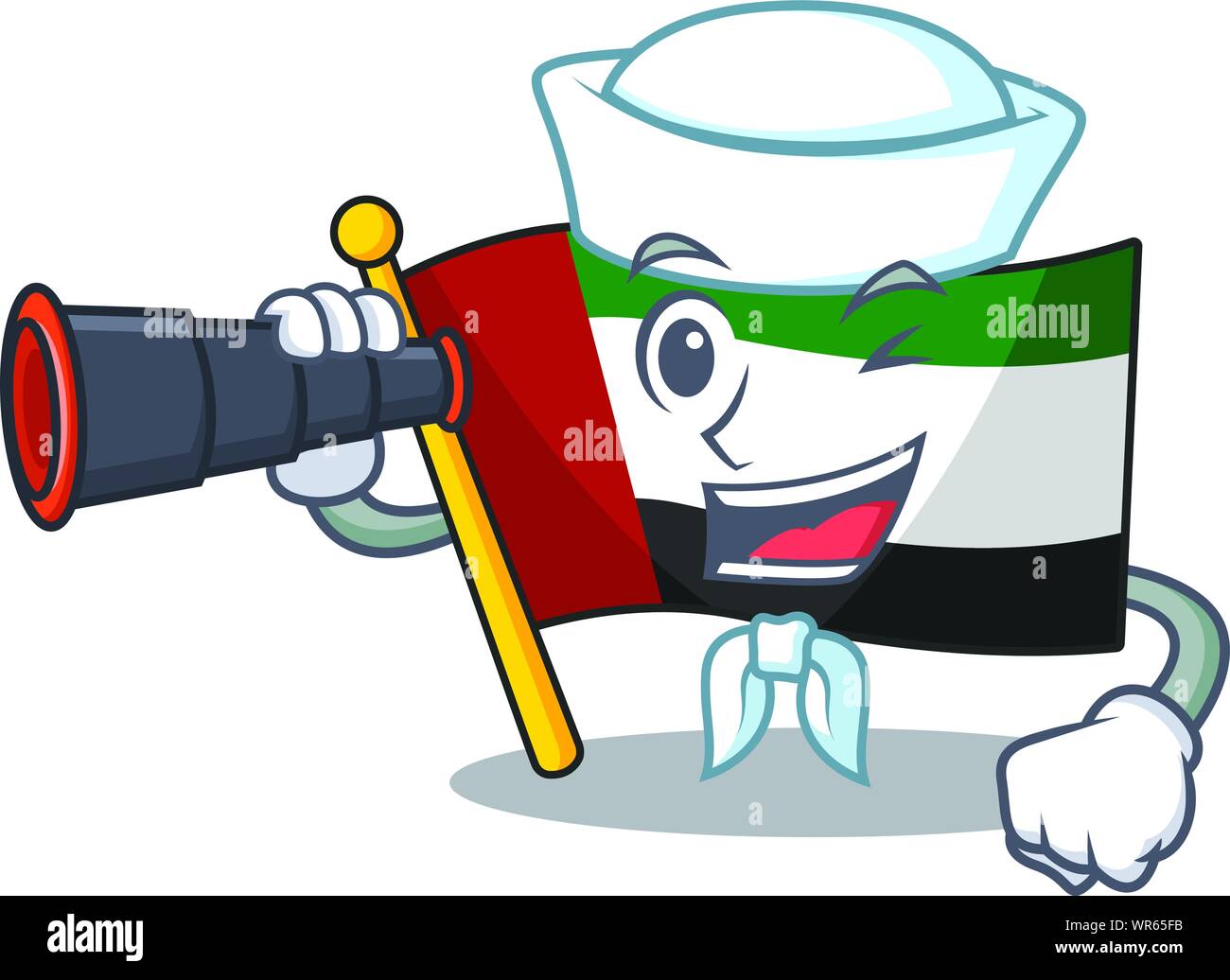 Sailor with binocular flag united arab emirates on mascot Stock Vector ...
