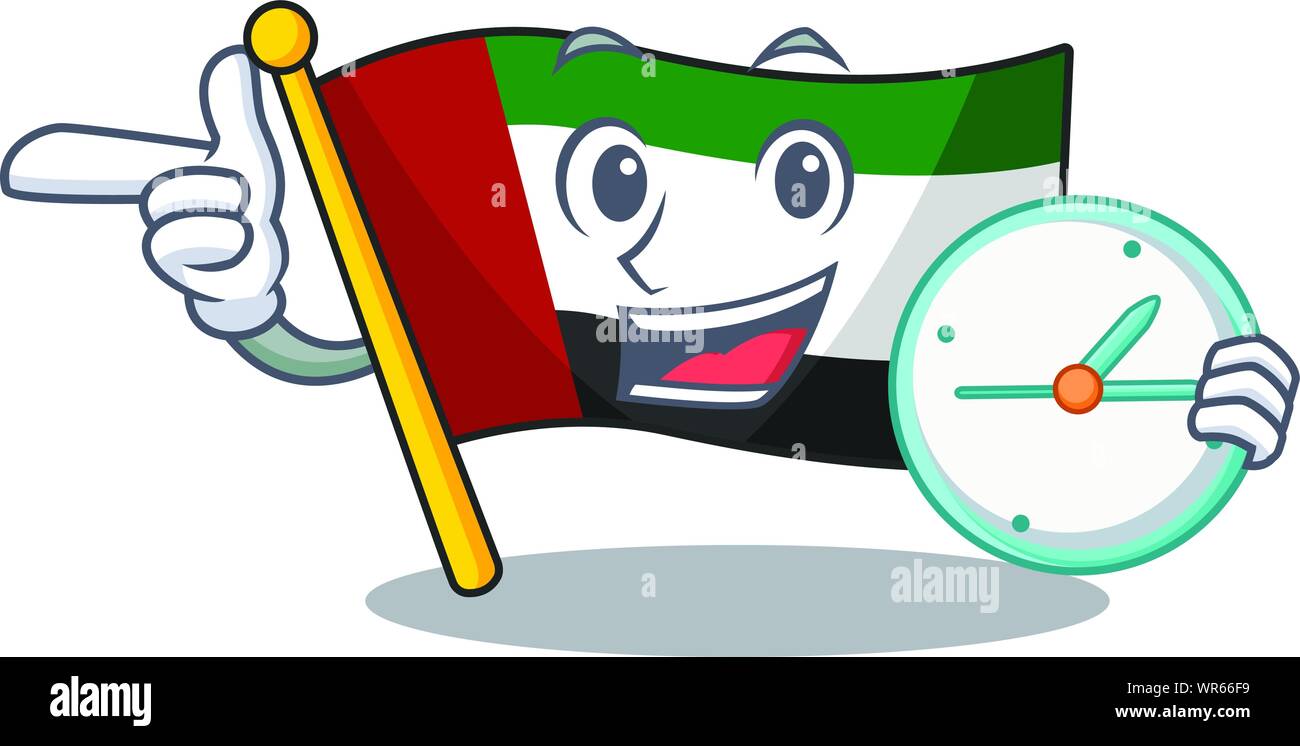 With clock flag united arab emirates isolated cartoon Stock Vector ...