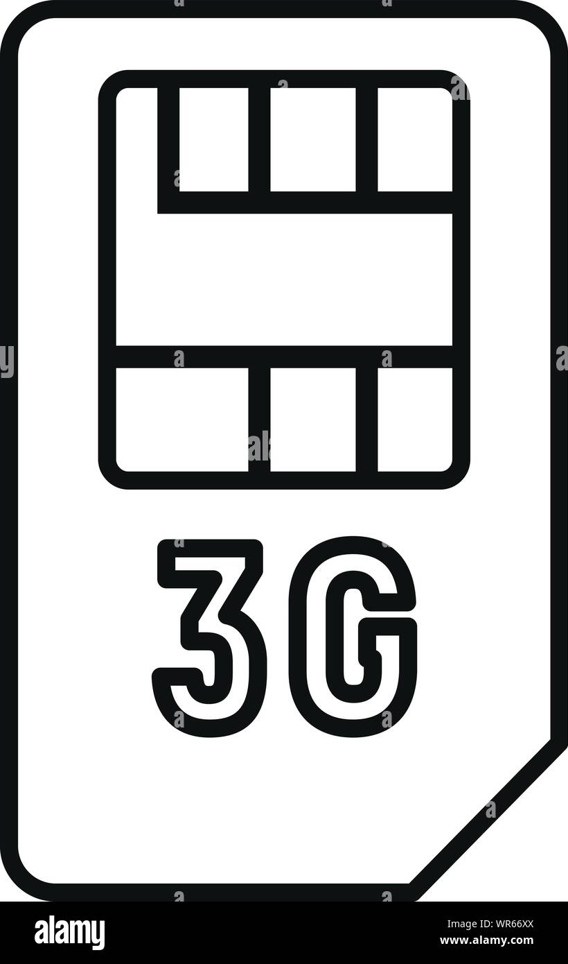 3g sim card icon. Outline 3g sim card vector icon for web design ...