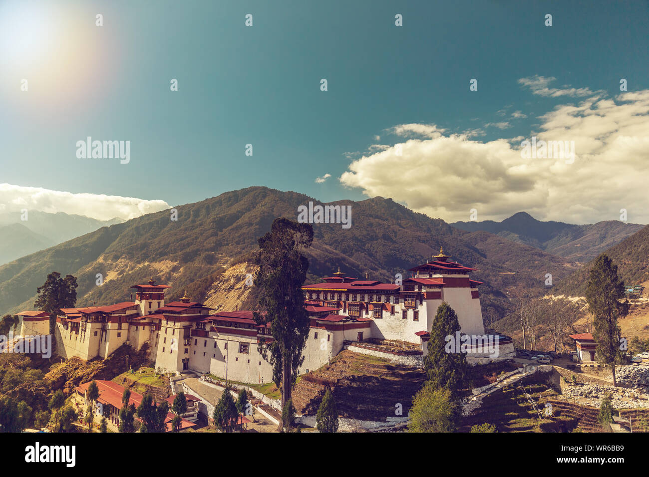 Trongsa Dzong in Trongsa with blue sky Stock Photo - Alamy