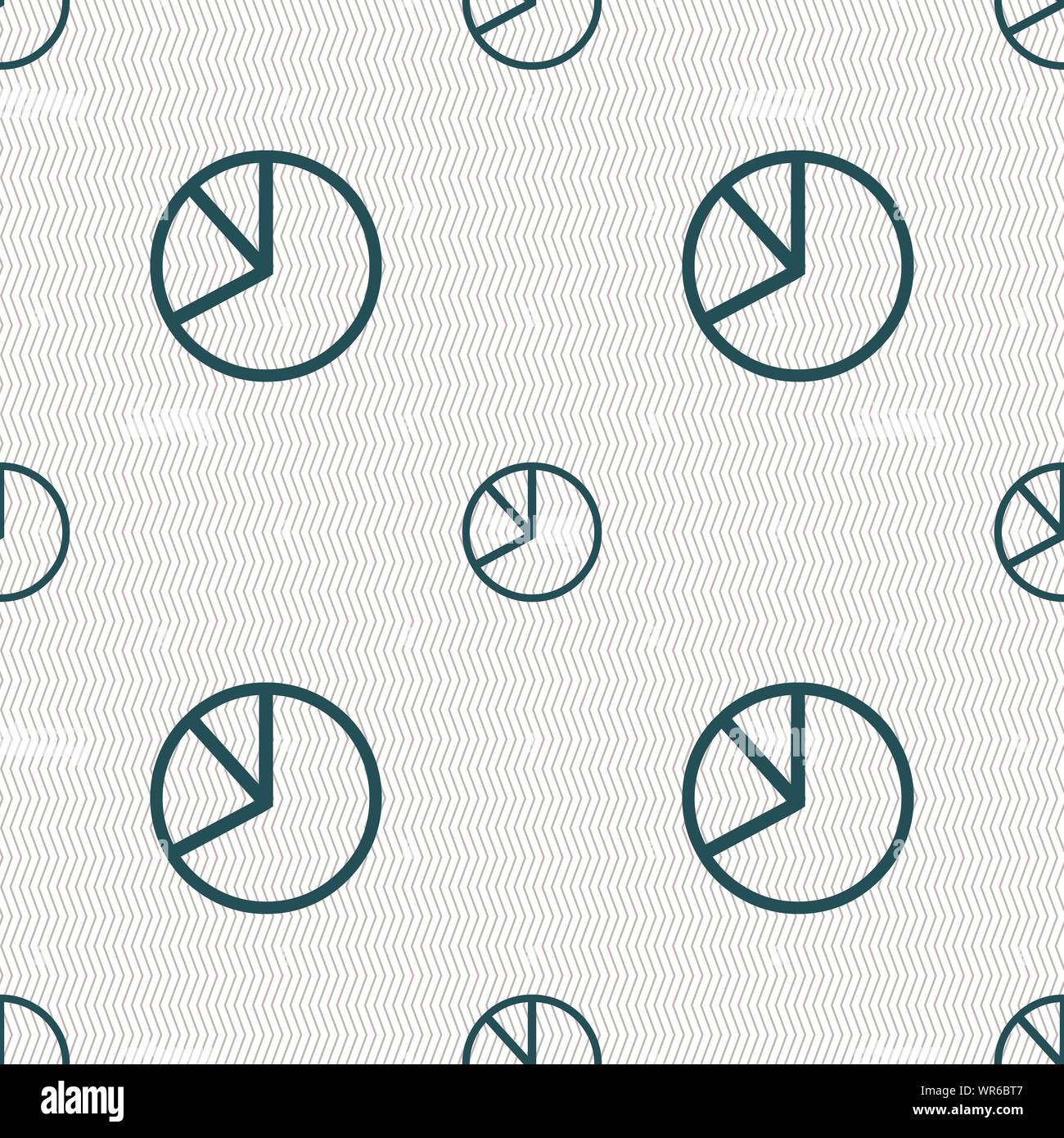 Pie chart graph icon sign. Seamless pattern with geometric texture ...