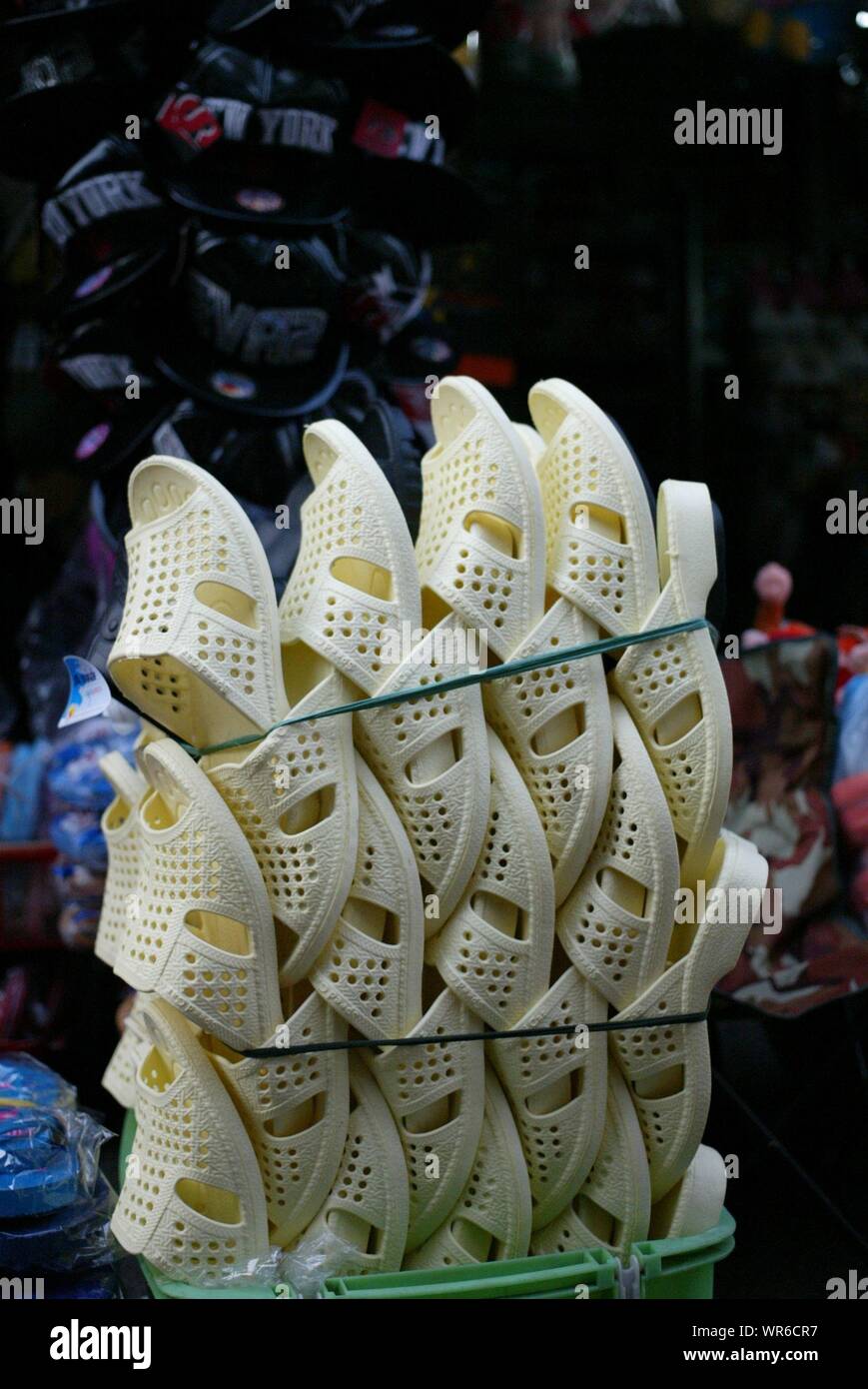 Stack of shoes at market stall hi-res stock photography and images - Alamy