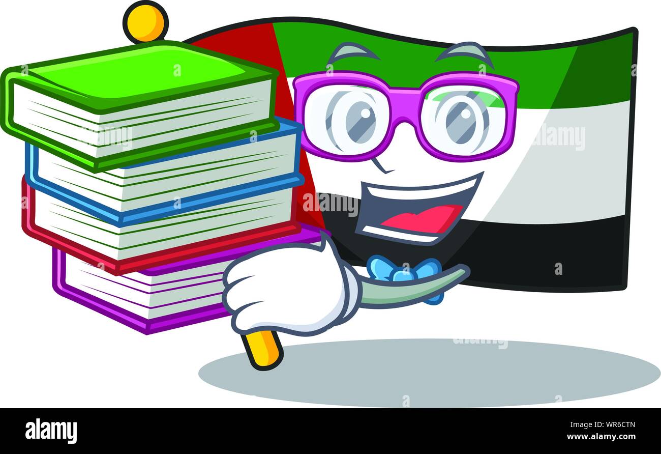 Student with book flag united arab emirates in character Stock Vector ...