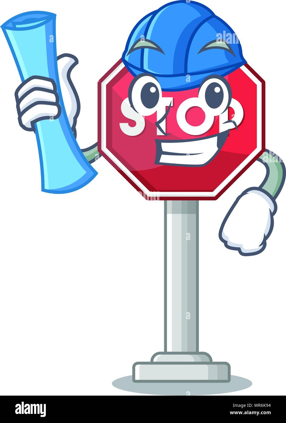 Architect sign stop cartoon side street mascot Stock Vector Image & Art ...