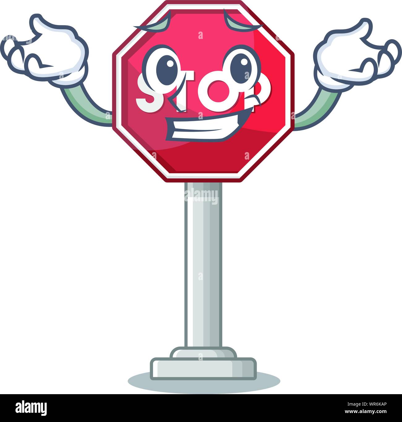 Grinning sign stop cartoon side street mascot Stock Vector Image & Art ...