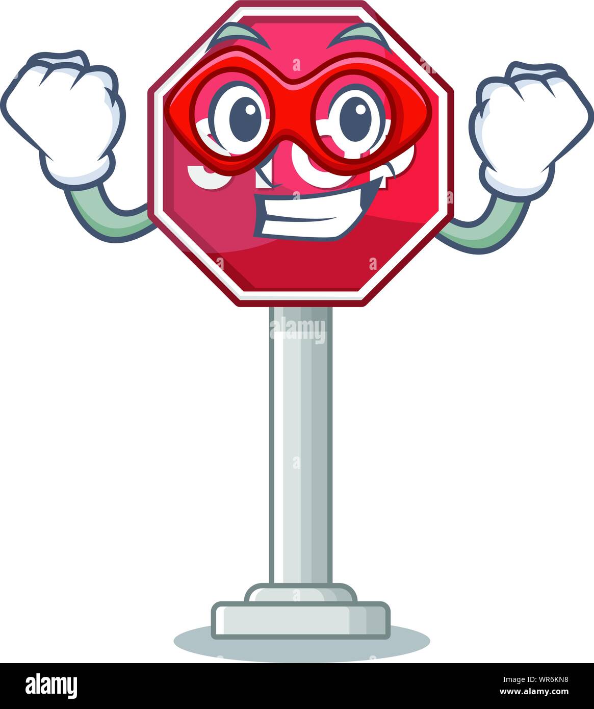 Super hero sign stop cartoon side street mascot Stock Vector Image ...
