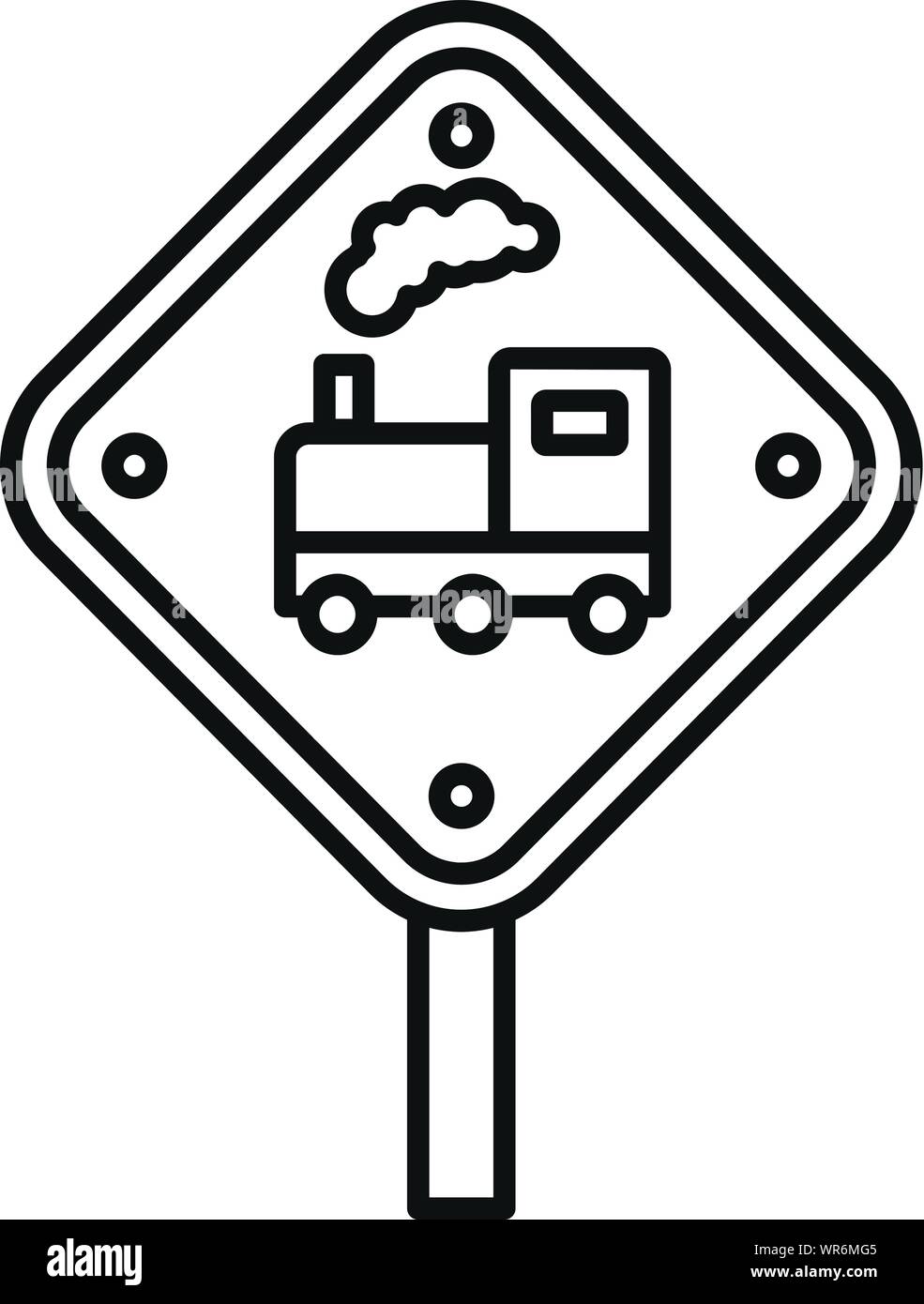 Railway road sign icon. Outline railway road sign vector icon for web ...