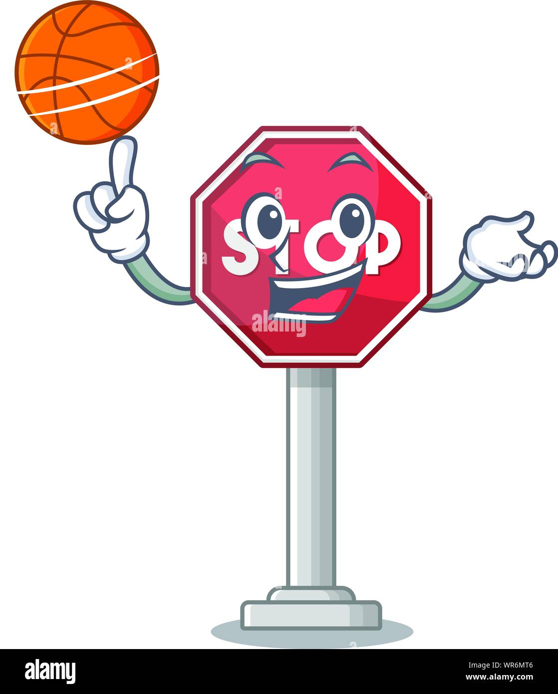 With basketball sign stop mascot shaped with character Stock Vector ...