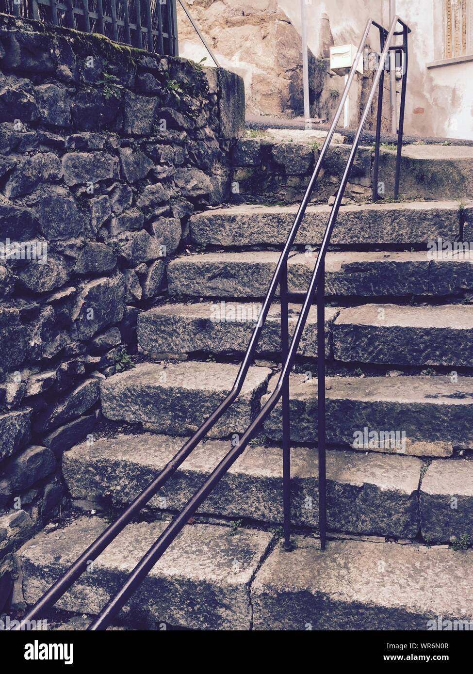 Stone steps with railing hi-res stock photography and images - Alamy
