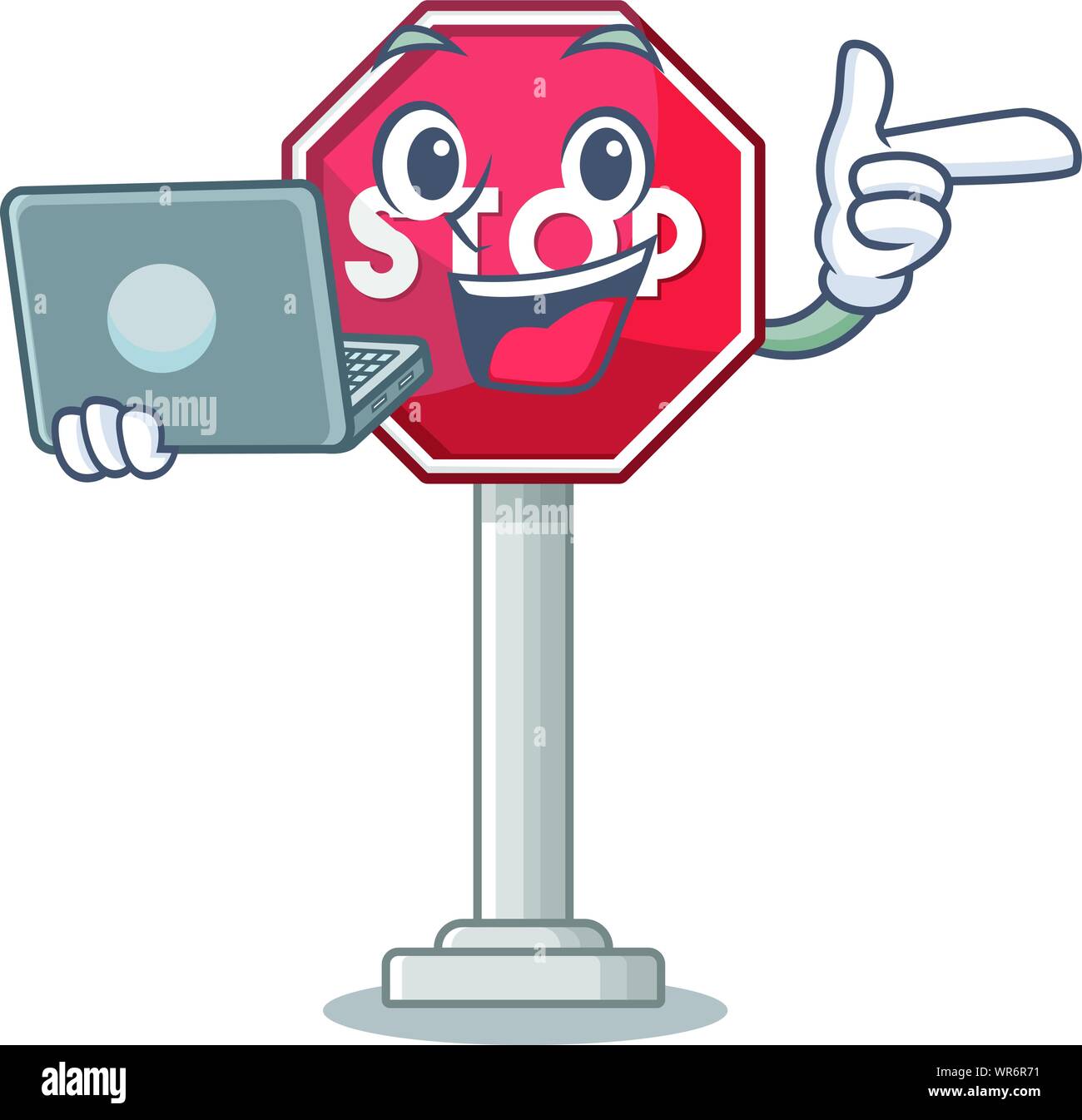 With laptop sign stop mascot shaped with character Stock Vector Image ...