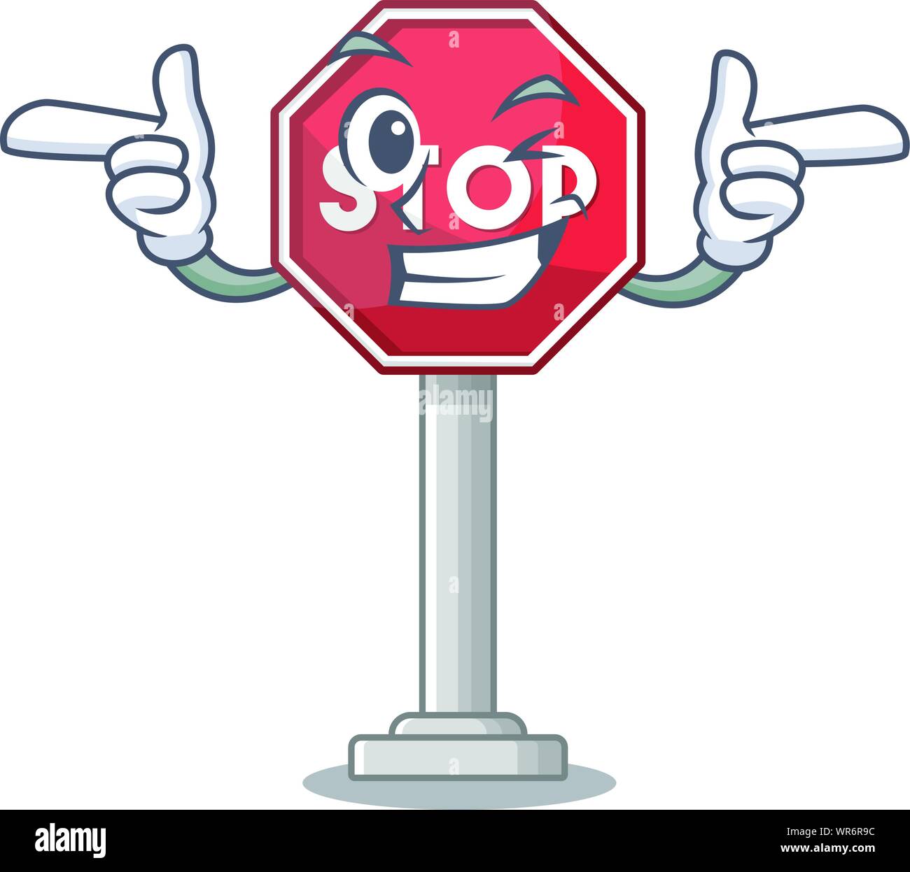 Wink sign stop cartoon side street mascot Stock Vector Image & Art - Alamy