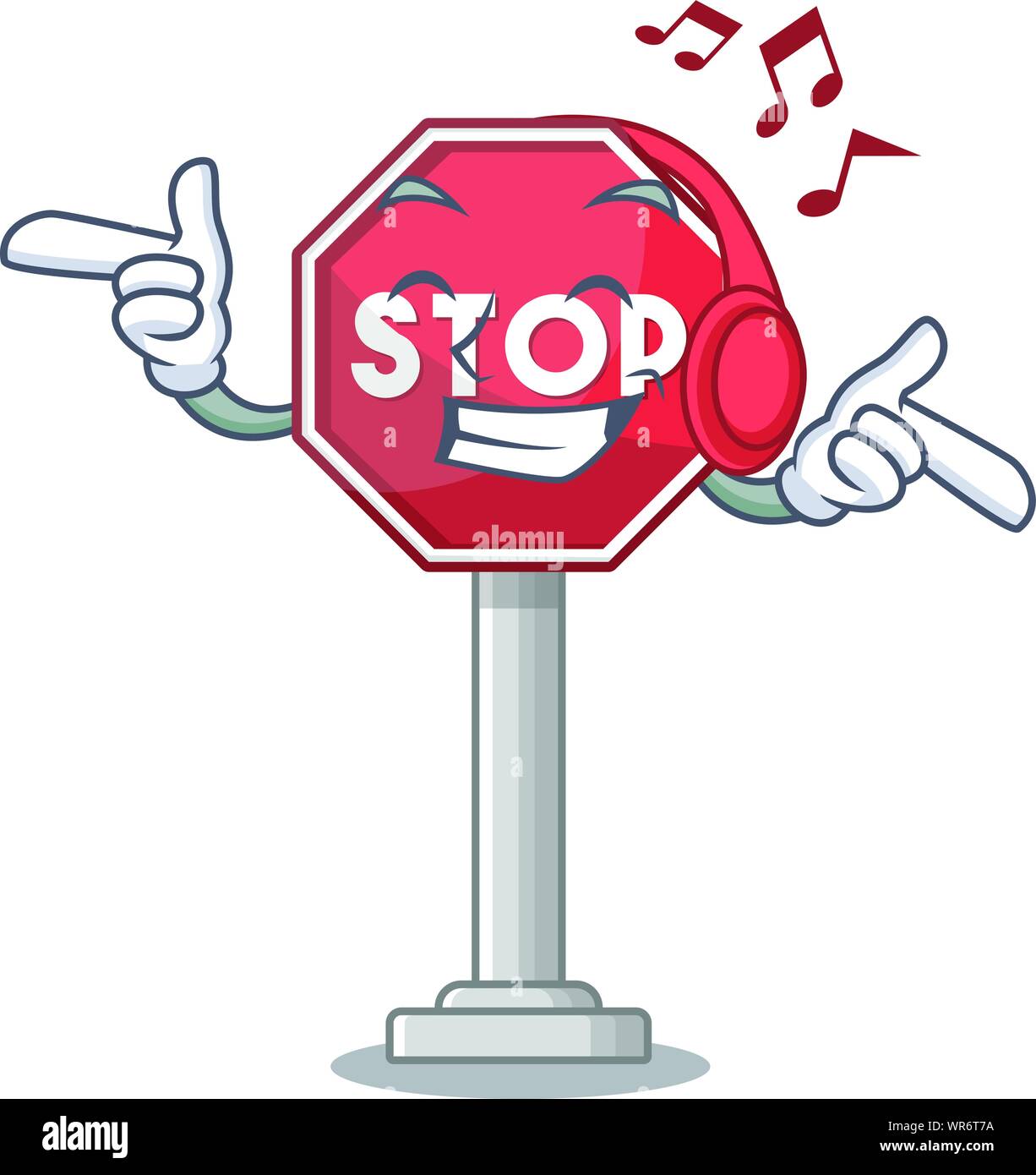 Listening music sign stop with the mascot shape Stock Vector Image ...