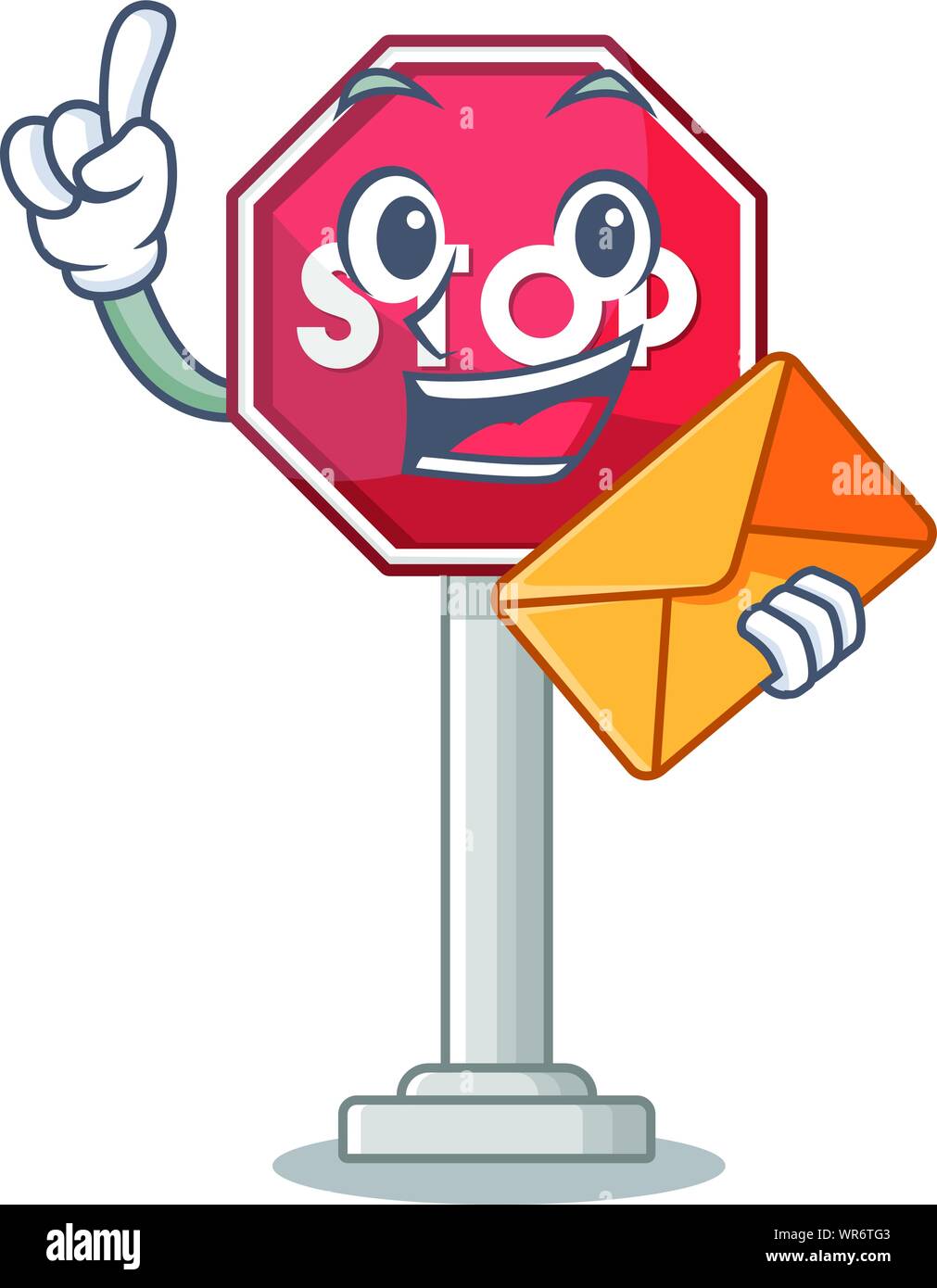 With envelope sign stop cartoon side street mascot Stock Vector Image ...