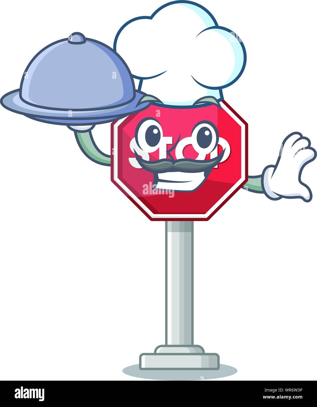 Chef with food sign stop with the mascot shape Stock Vector Image & Art ...