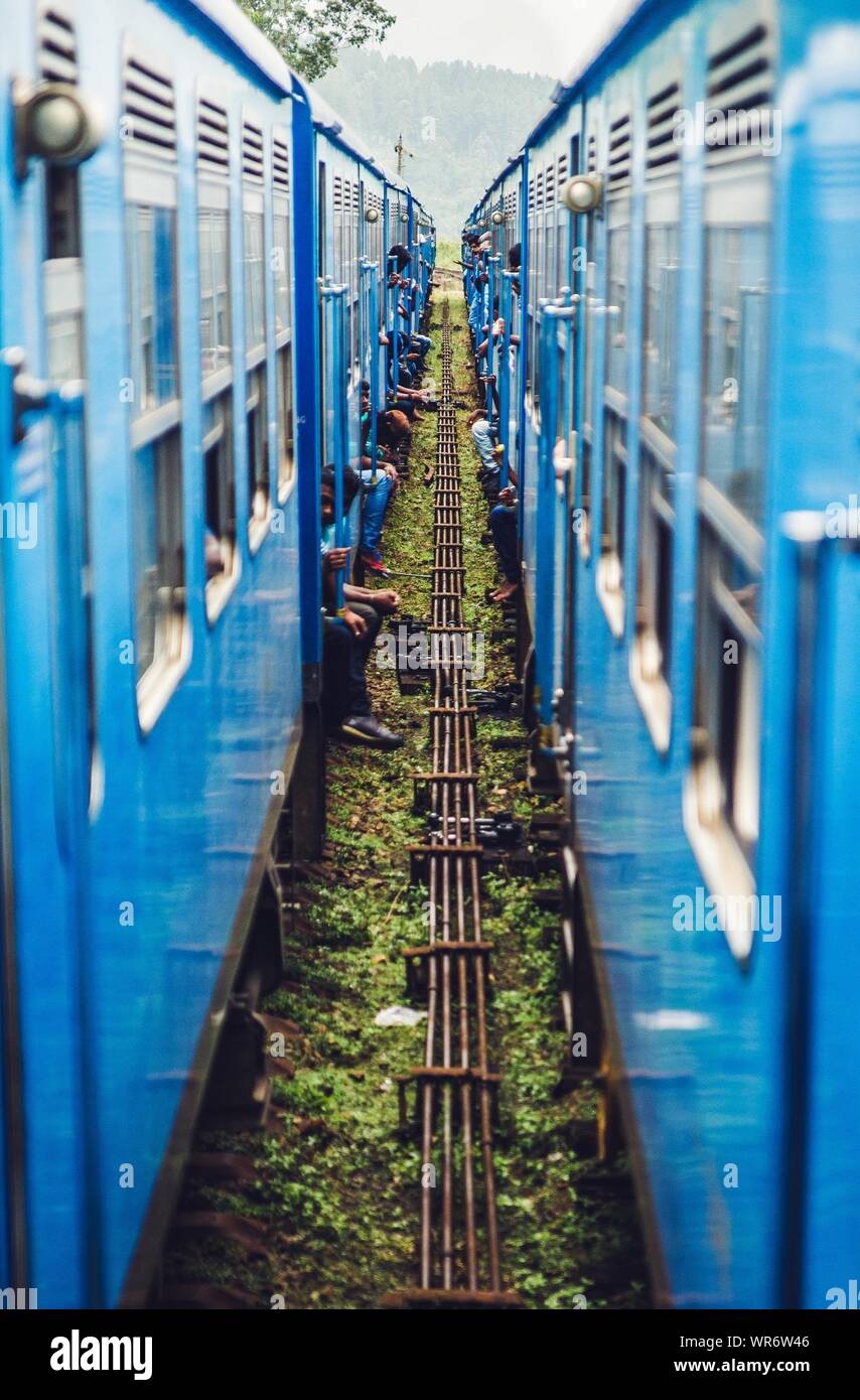 Blue passenger train hi-res stock photography and images - Alamy