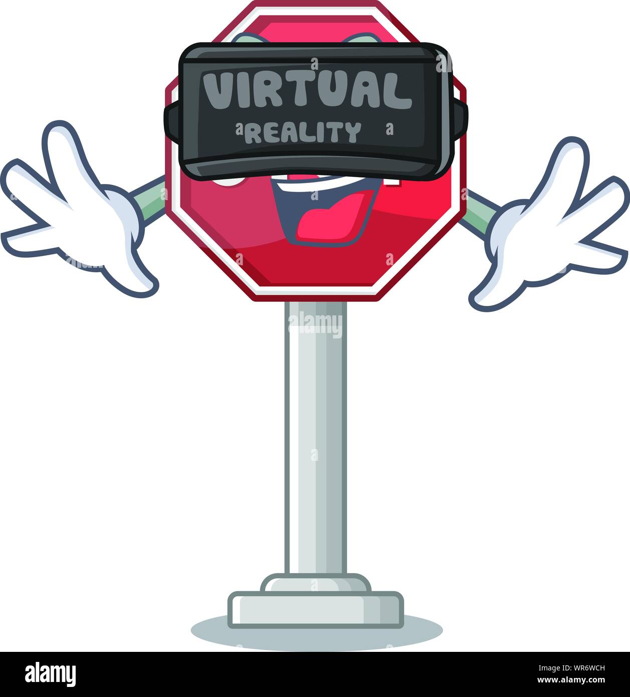 Virtual reality sign stop with the mascot shape Stock Vector Image ...