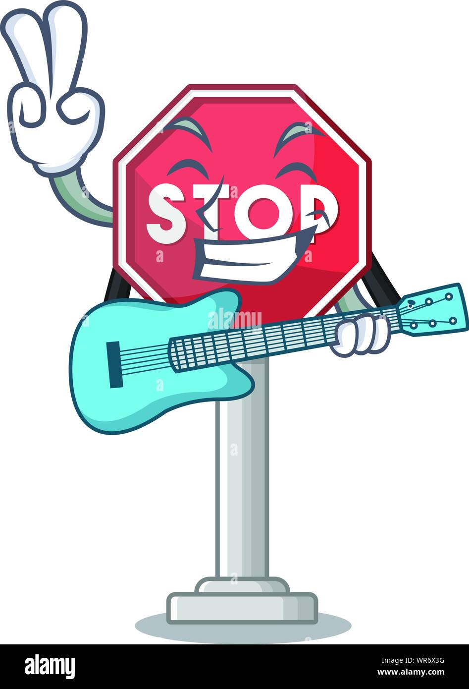 With guitar sign stop with the mascot shape Stock Vector Image & Art ...