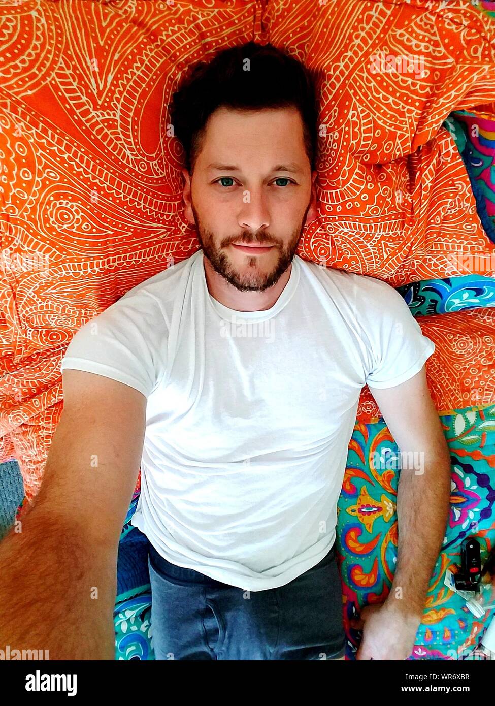 Person men bed above hi-res stock photography and images - Alamy