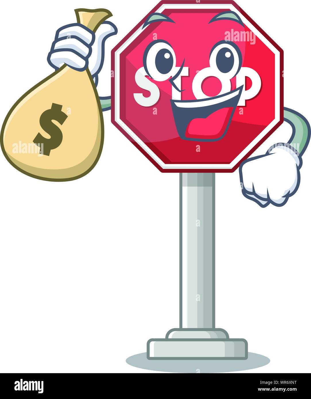 With money bag sign stop mascot shaped with character Stock Vector ...