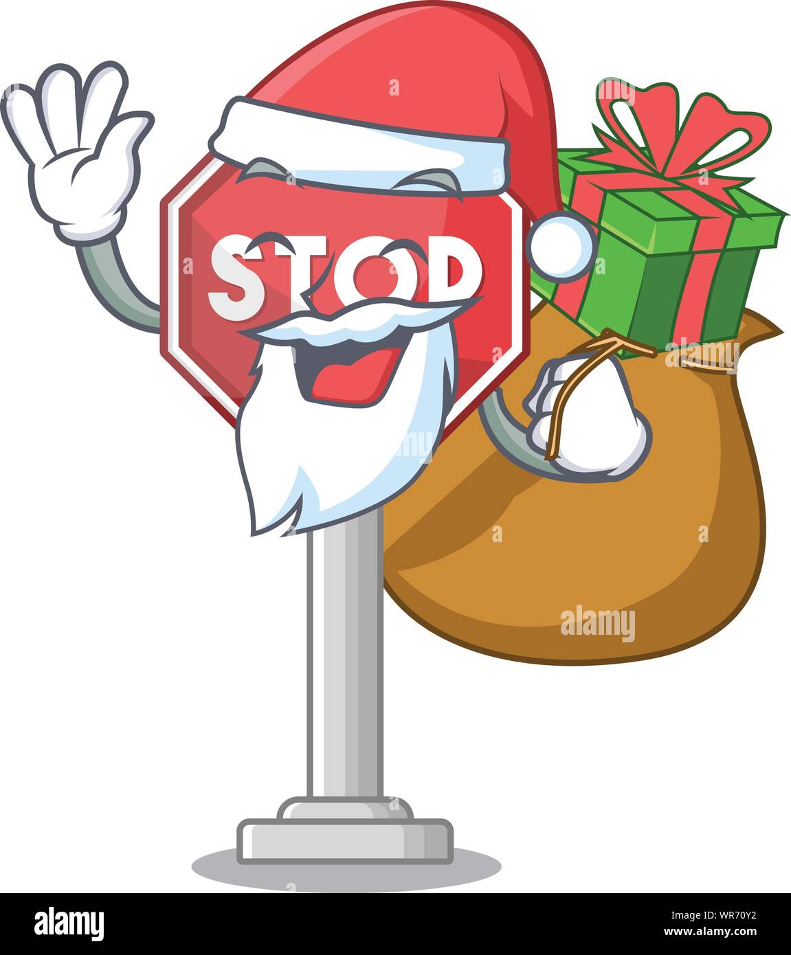 Santa with gift sign stop isolated with the cartoon Stock Vector Image ...