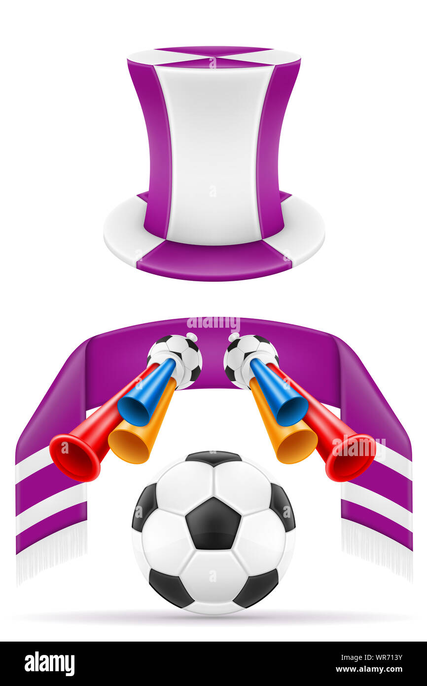 set of soccer football fan items and accessories vector illustration ...