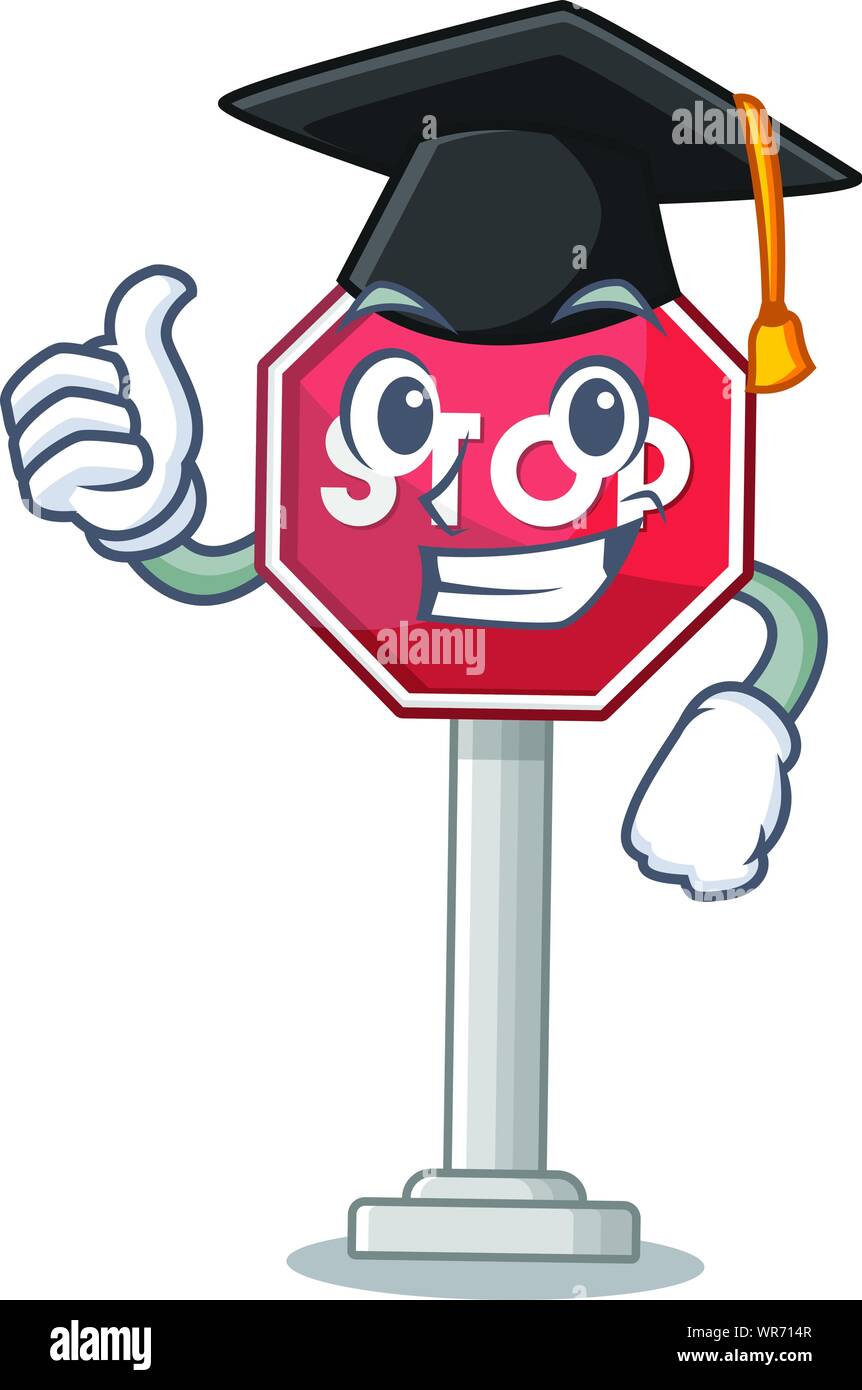 Graduation sign stop cartoon side street mascot Stock Vector Image ...