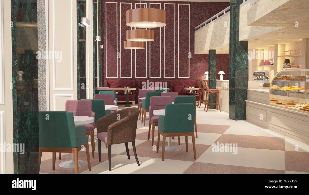 3D rendering of a fast food establishment Stock Photo - Alamy