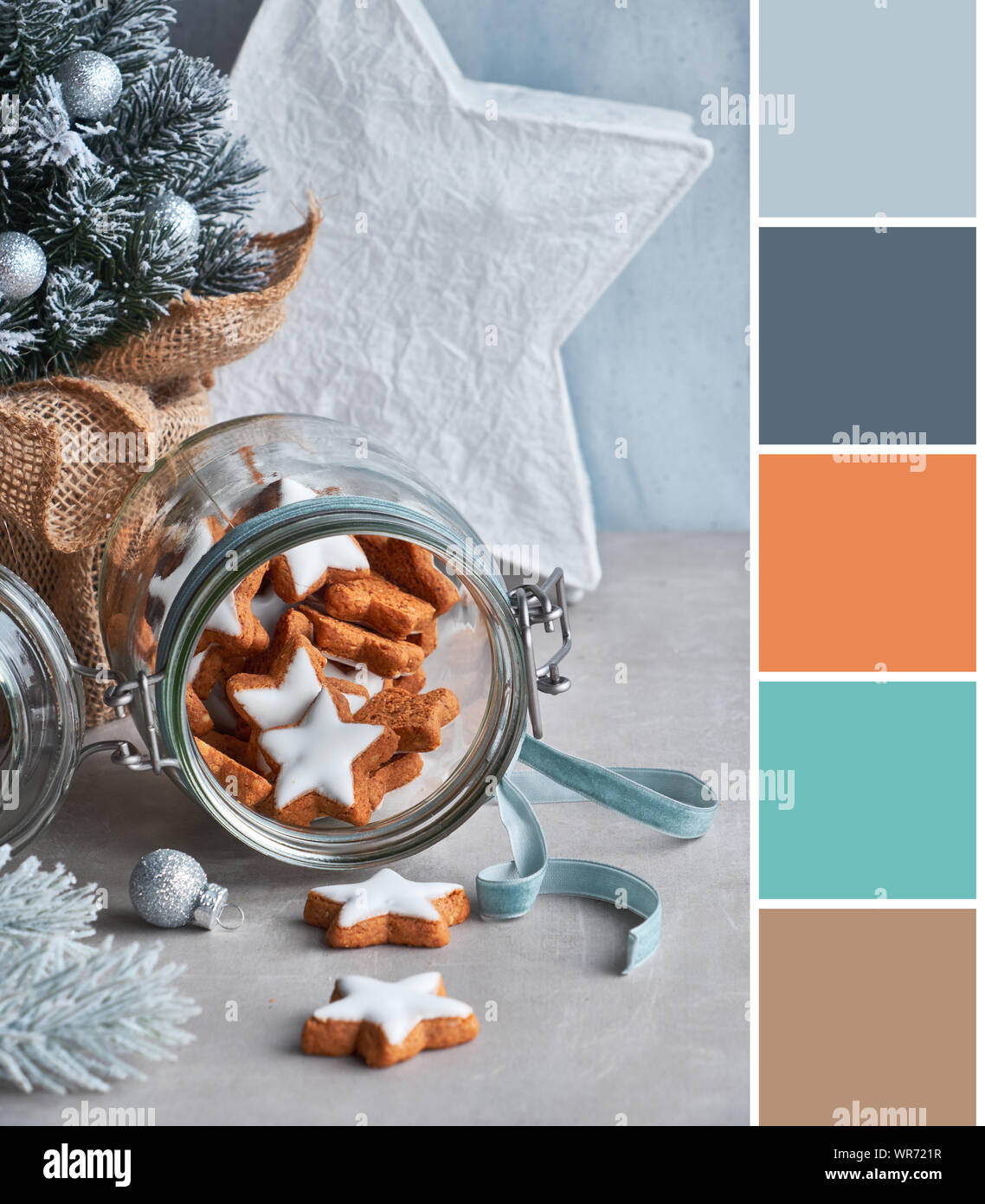 Color matching palette from Christmas background with ginger cookies in ...