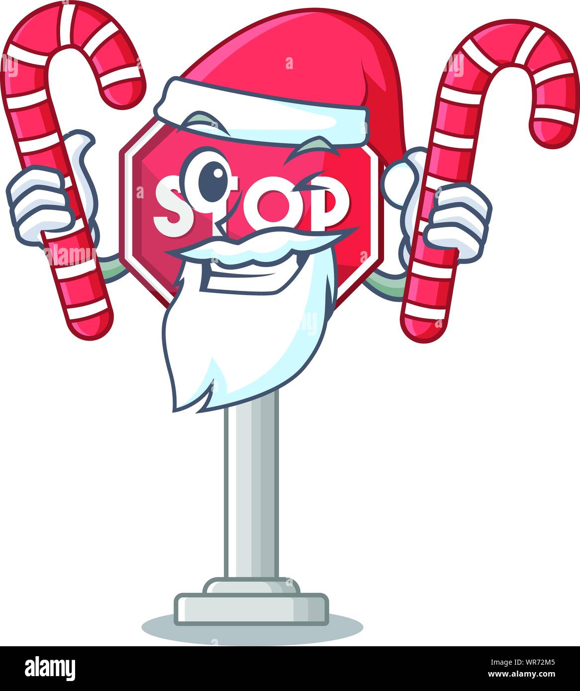 Santa with candy sign stop isolated with the cartoon Stock Vector Image ...