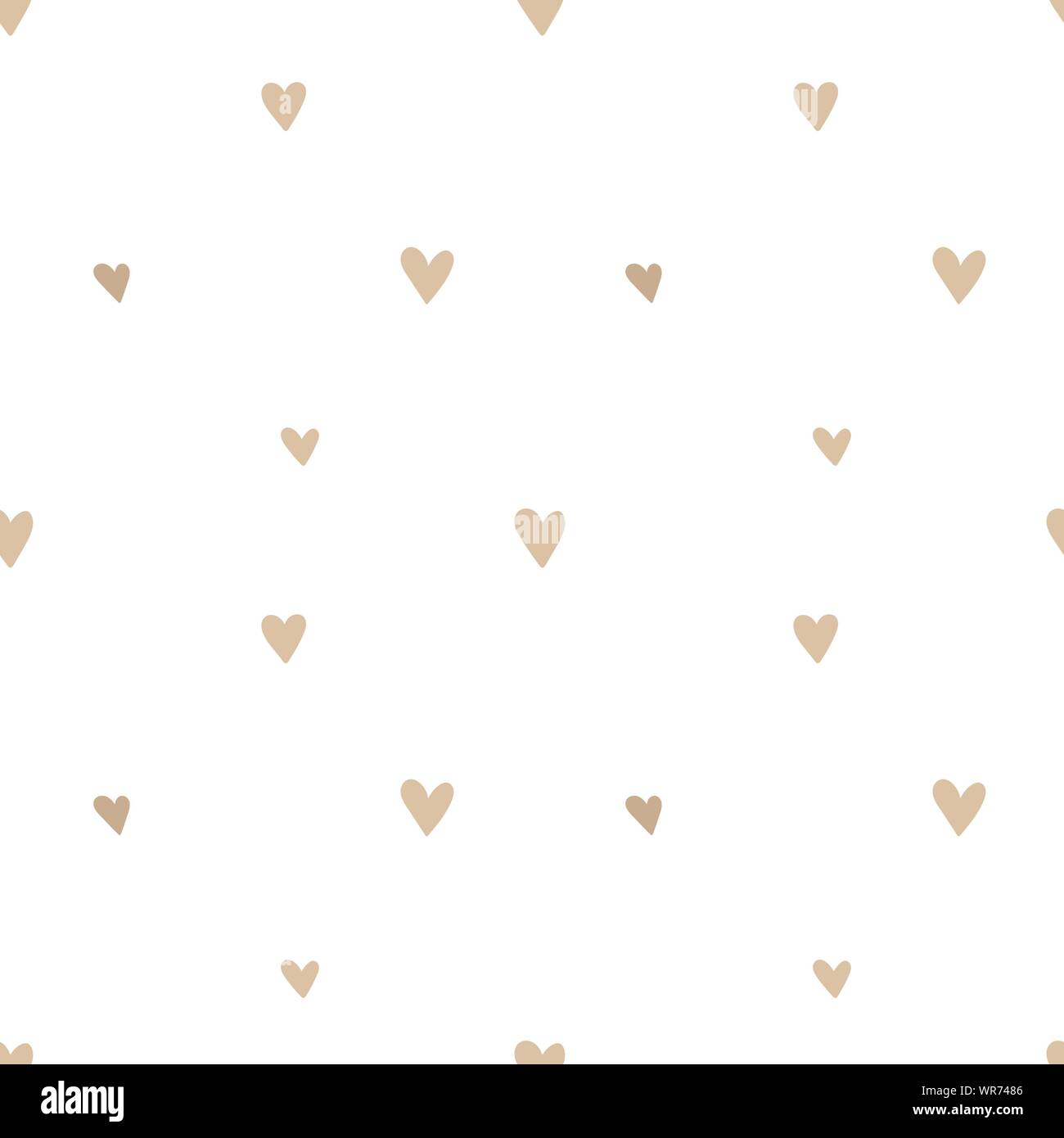 Seamless pattern of hand-drawn beige hearts on a transparent background ...