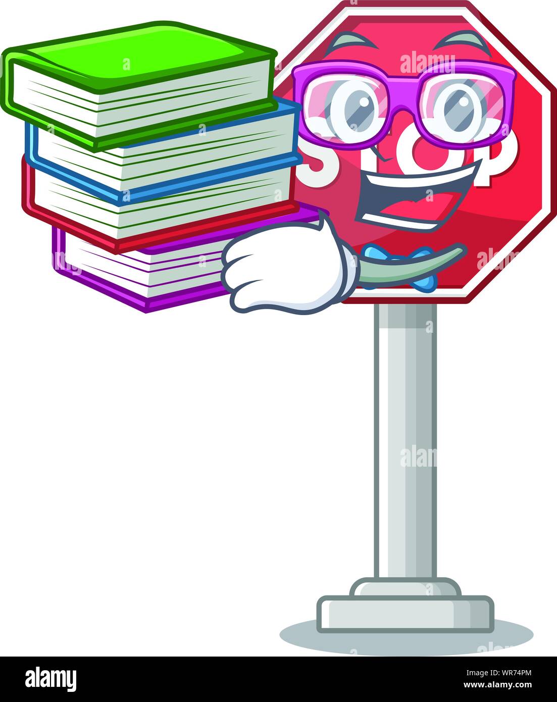 Student with book sign stop isolated with the cartoon Stock Vector ...