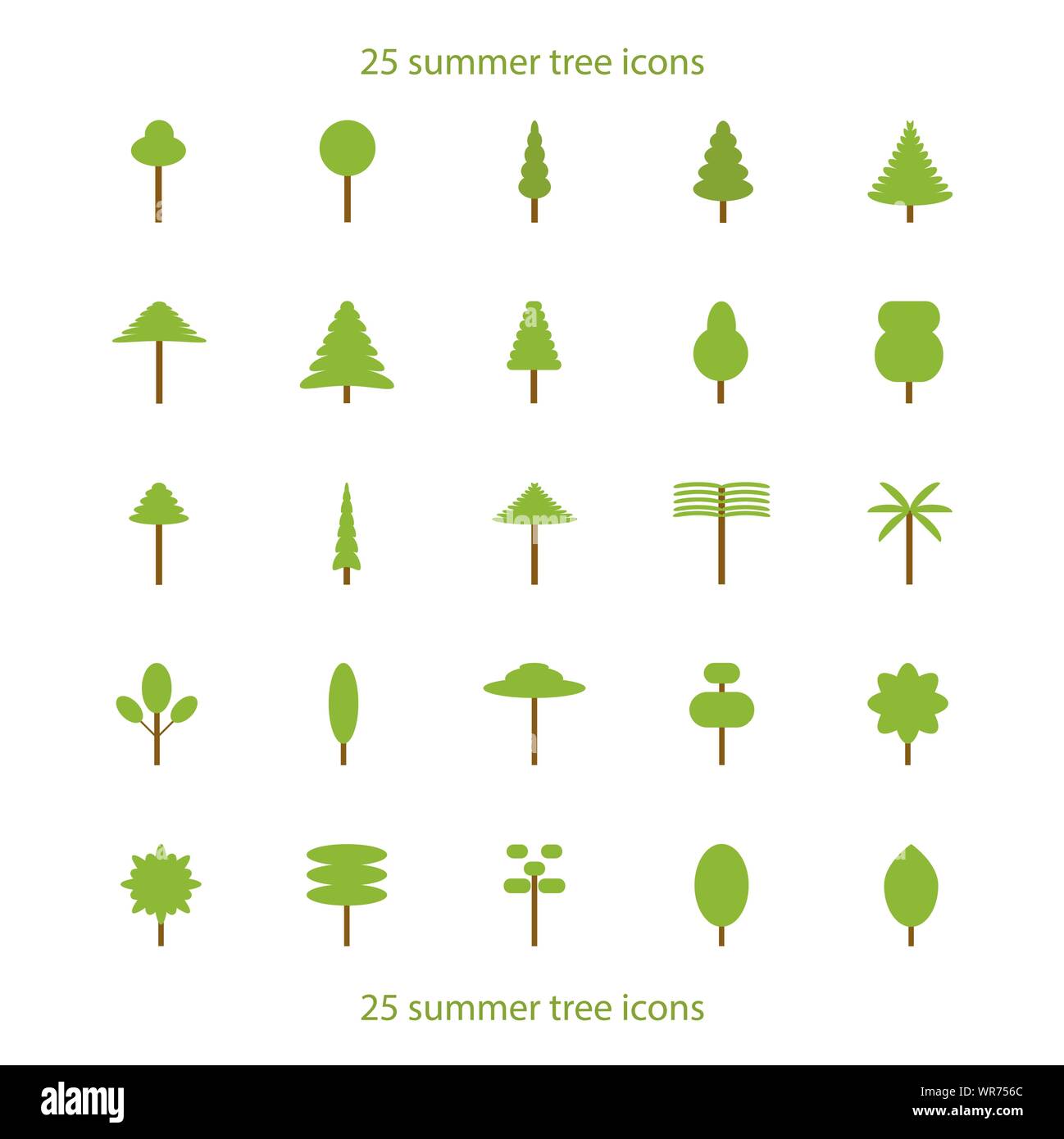 Set of 25 green trees vector icons Stock Vector Image & Art - Alamy