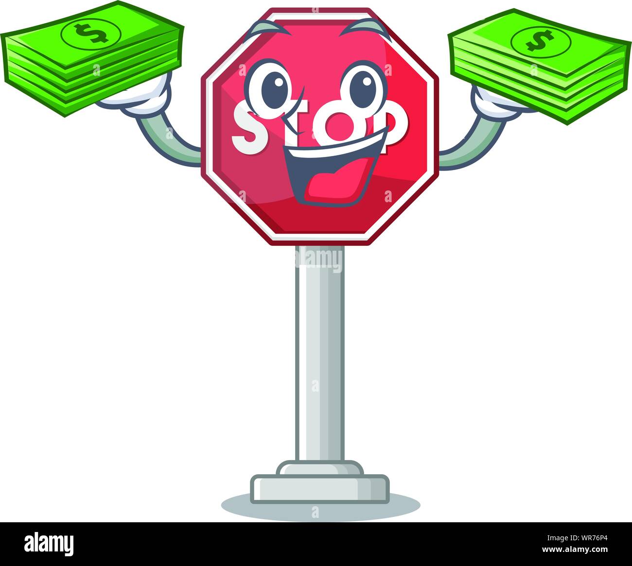 With money bag sign stop with the mascot shape Stock Vector Image & Art ...