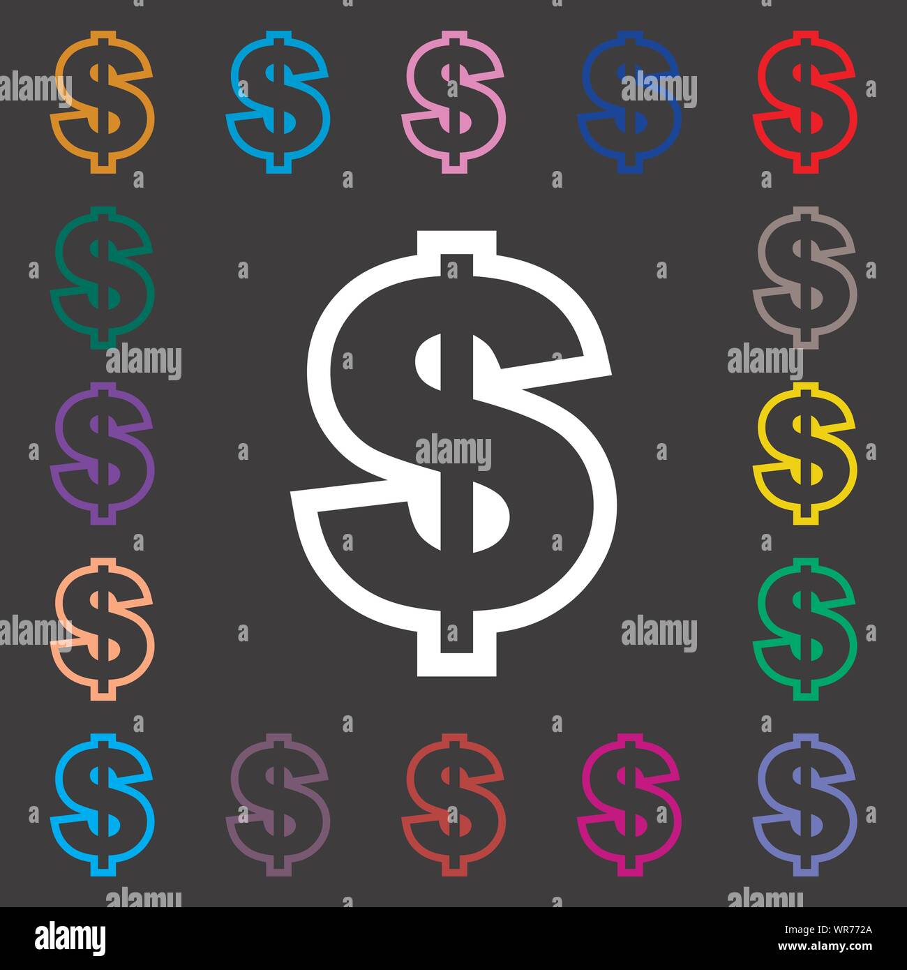 Dollar icon sign. Lots of colorful symbols for your design. Vector ...