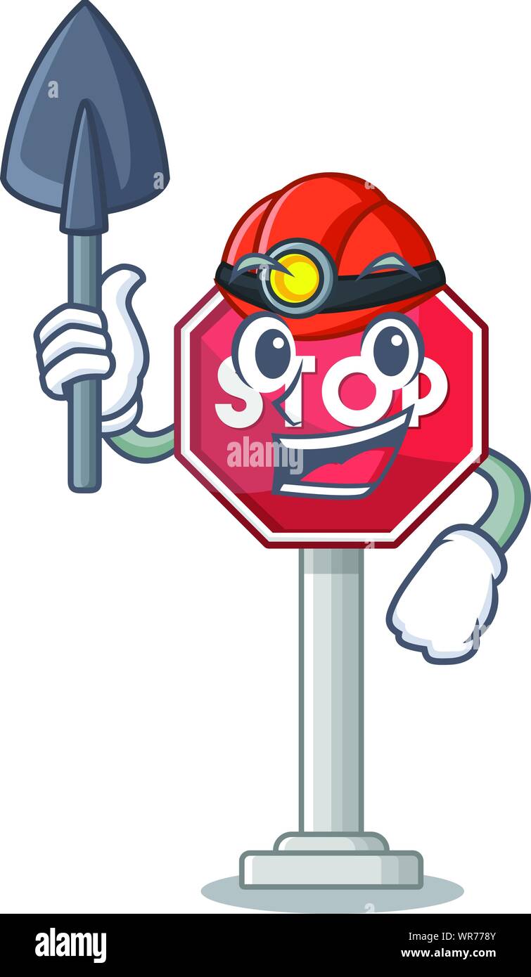 Miner sign stop with the mascot shape Stock Vector Image & Art - Alamy