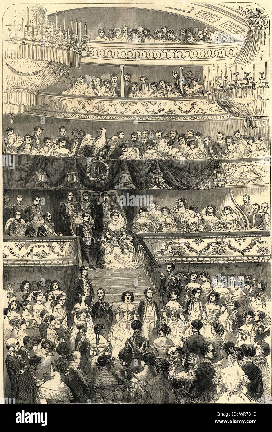 French Emperor in Boulogne - grand ball in the theatre 1853 antique ILN ...