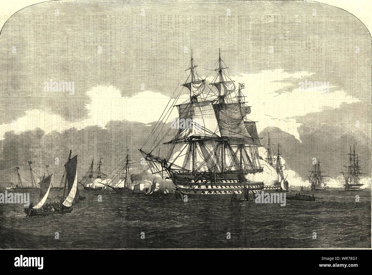 H. M. S. Neptune - Rear Admiral Corry saluting Queen Victoria. Royal ...