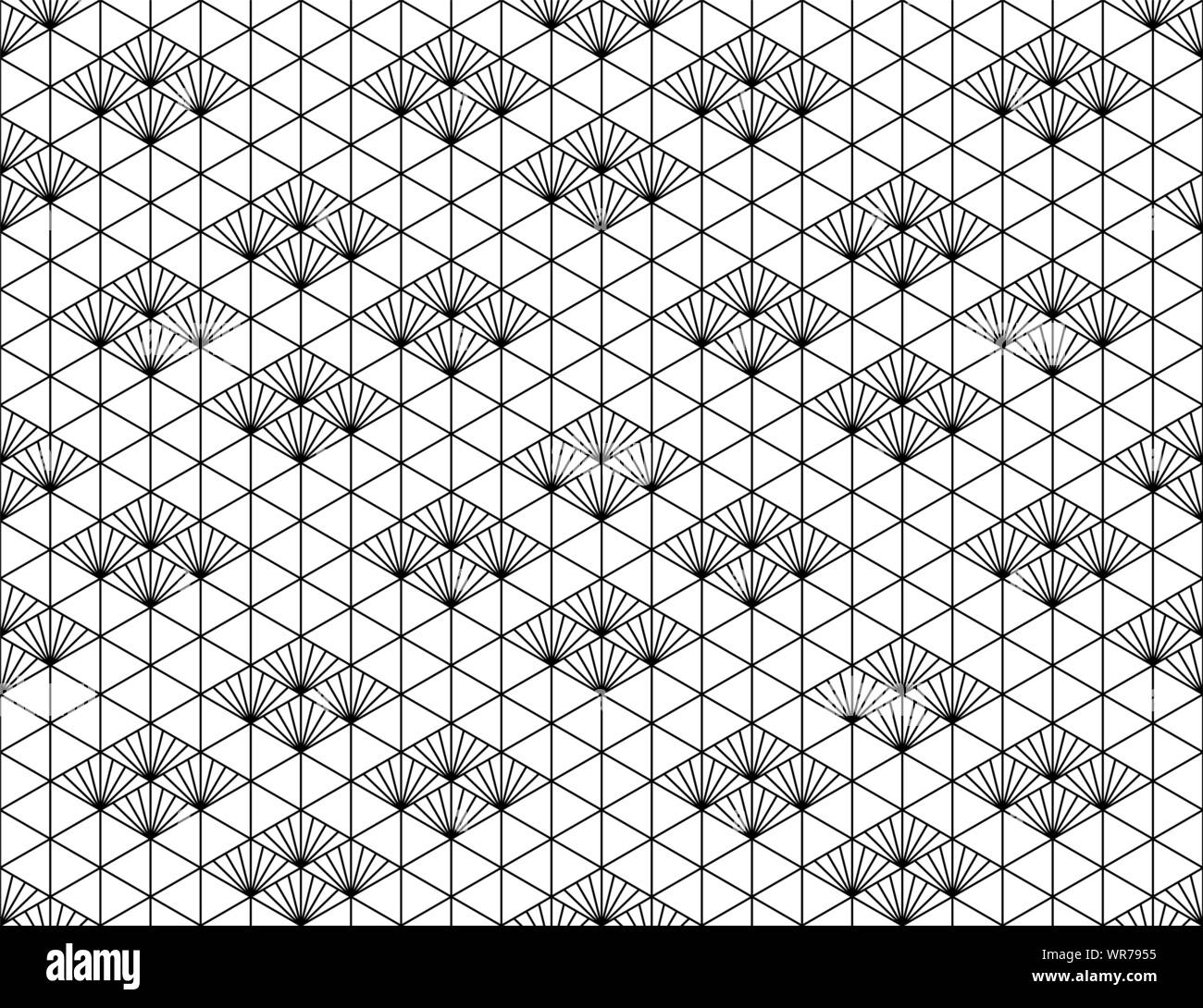 Seamless pattern based on japanese ornament Kumiko Black and white ...