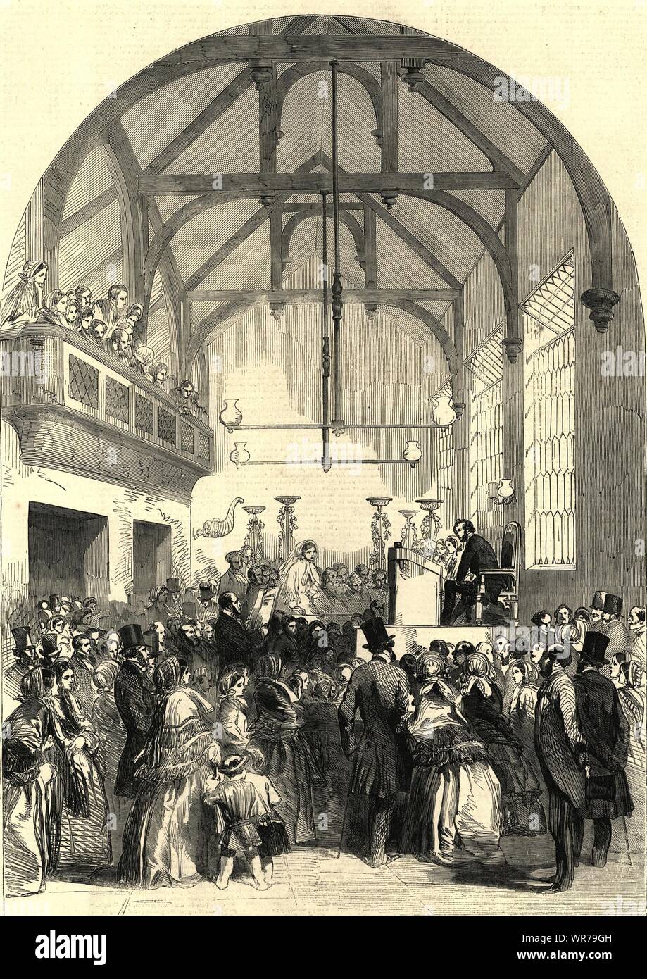 Flitch of bacon custom. Examination of candidates, Great Dunmow town ...