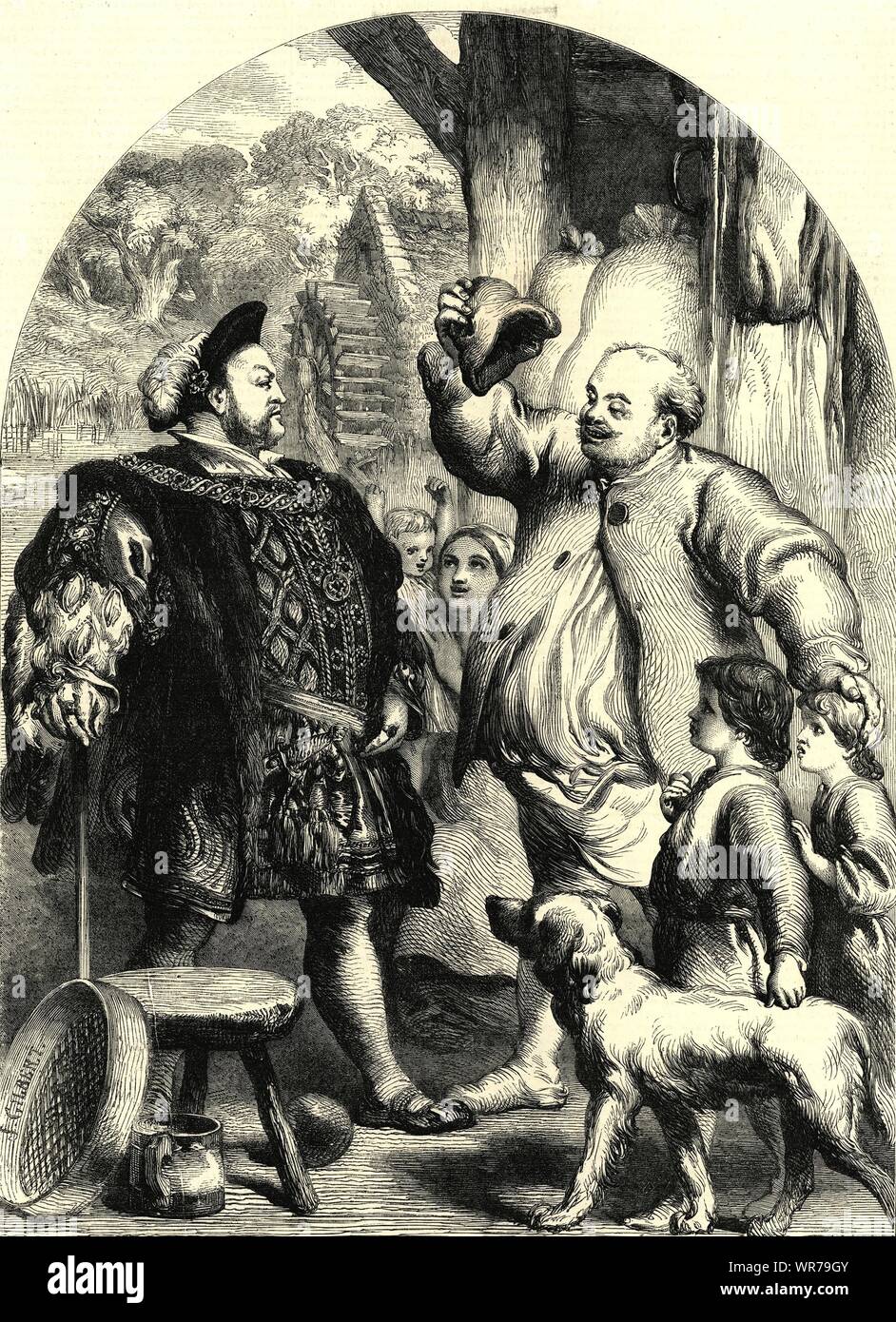 The King & the miller of the Dee. Henry VIII 1855 antique ILN full page ...